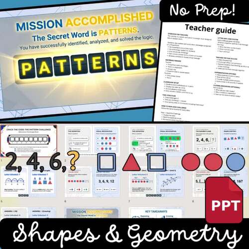Patterns Escape Room | Math Patterns Activity Number Shape Color ...