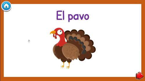 Spanish Thanksgiving Vocabulary with audio / Vocabulario Acción de Gracias