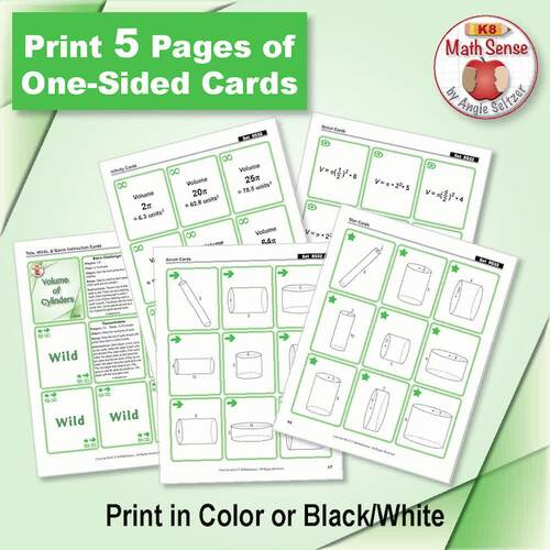 Volume of Cylinders: Math Card Games & Activities 8G32 | Formulas ...