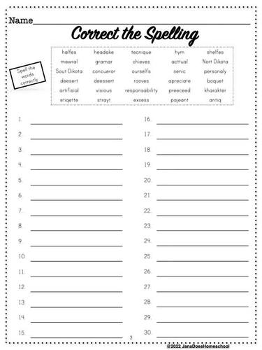 Abeka Spelling Vocabulary & Poetry 4 - Spelling List 26 - Practice ...