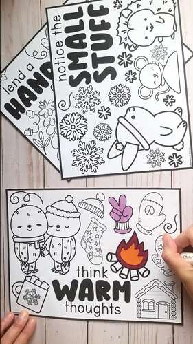 Winter Calming Coloring Pages - Mindful Coloring Sheets for Growth Mindset