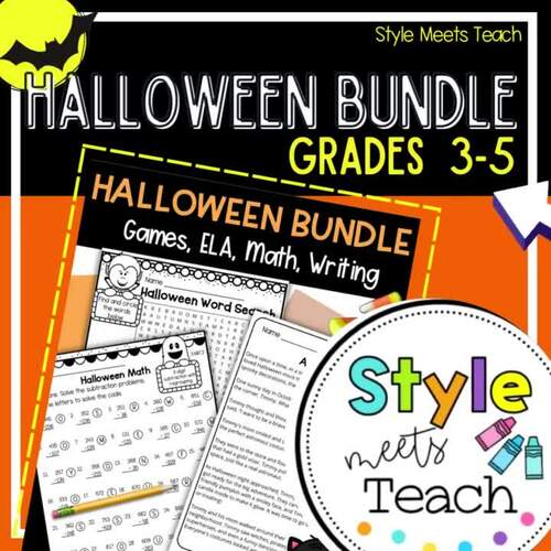 Halloween Activities Bundle with Games, Reading, Math and Writing