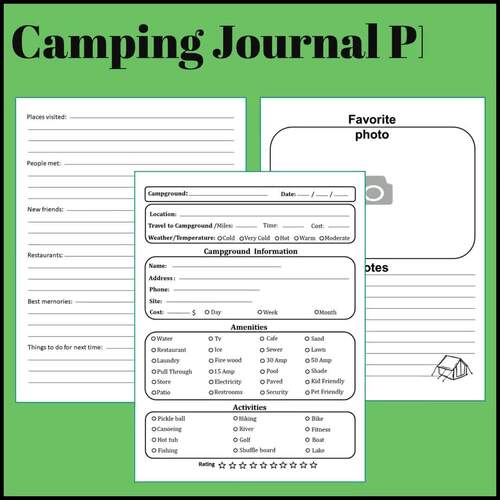 Camping Themed End of Year Review|Camping Journal PDF|Camping Plane ...