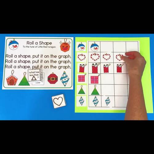 Christmas 2D Shapes | Roll and Graph Math Activity and Shape Posters