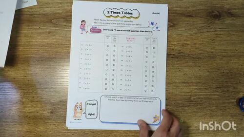 2-5 Times table Bluey Themed Lesson with Answers and Instructions (52 ...