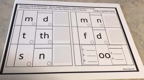 Long Vowel Word Flip Books by Great Happy Days | TPT