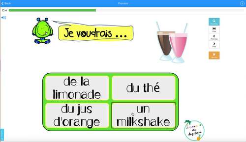 Food snacks nourriture French BOOM CARDS Distance Learning | TPT