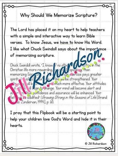 Bible Verse Memory Flipbook - Psalm 23:1 by Jill Richardson | TPT