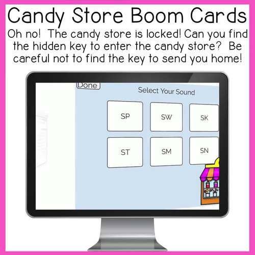 Articulation BOOM CARDS S-blends | Candy Store by Speechie Pals | TpT