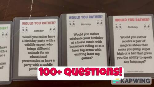 Would You Rather Cards for Happy Birthday Conversation Questions FREE ...