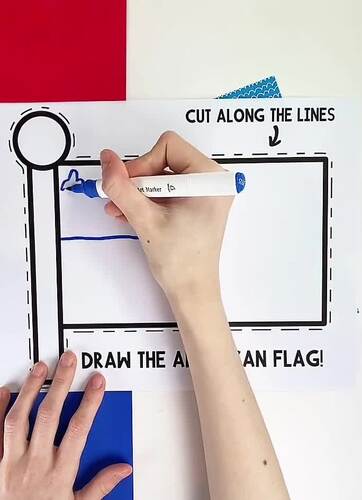 Draw An American Flag 4th Of July Craft No Prep Summer Cut & Paste ...