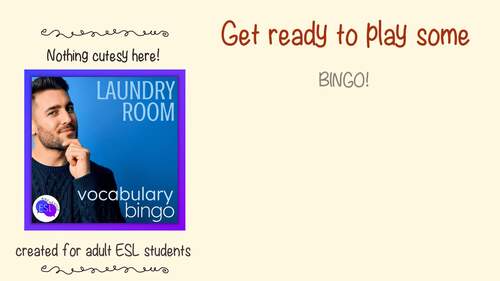 Laundry Room Home Vocabulary BINGO for Adult ESL by Rike Neville