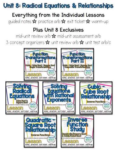 Unit 8 + Activities: Radical Equations and Relationships - Texas Algebra 2