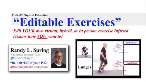 "Editable Exercises" - 25 Exercise GIFS / Brain Breaks / PE by Proud PE