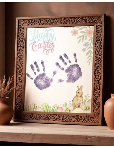 Happy Easter Handprint Footprint Craft Printable | Easter Keepsake ...