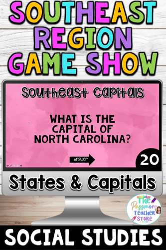 United States Southeast Region Activity Jeopardy Game | Social Studies ...