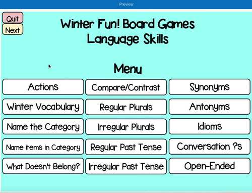 Winter Fun! Language Skills 15 Board Games Speech Therapy Print + Boom ...