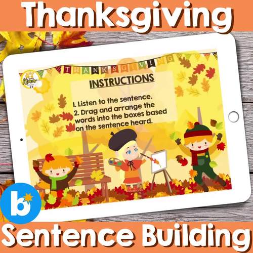 Thanksgiving Sentence Building Boom Cards by Teacher Kimmy | TpT
