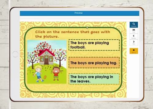 Matching the Sentence to the Picture: Fall Activities (BOOM CARDS)