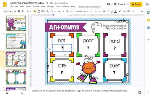 Synonyms and Antonyms Digital Activity - Halloween Monster Theme Fall ...