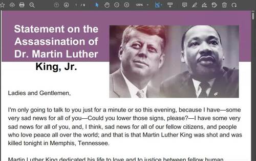 Statement on the Assassination of Dr. Martin Luther King, Jr - Reading ...