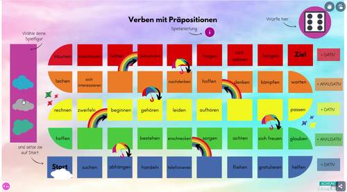 Board game: Verbs with prepositions - print & digital by German with Naira