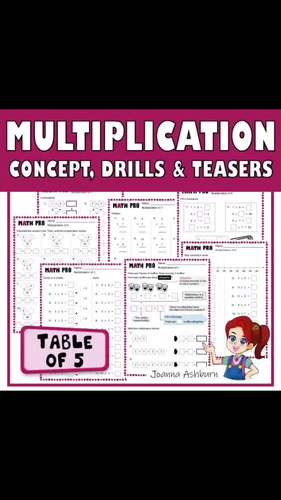 Multiplication Table of 5 Concept, Practice and Enrichment Worksheets