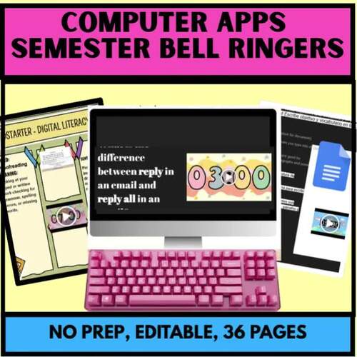 Computer Business No Prep Back to School Bell Ringers Middle High School
