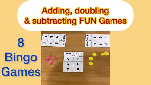 Bingo with Numbers to Add, Double & Subtract Games -Grades 1 & 2 ...