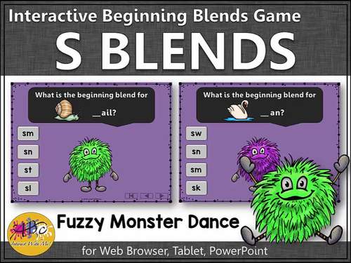 S Blends ~ Beginning Blends Interactive Game {Fuzzy Monster Dance}
