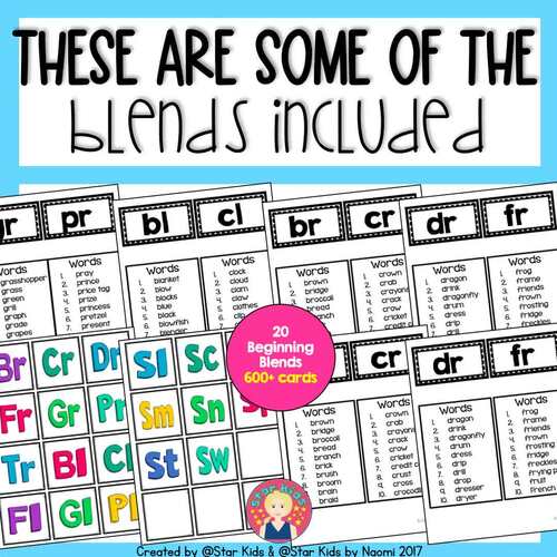 Beginning Blends Picture Cards for Small Pocket Charts by Star Kids