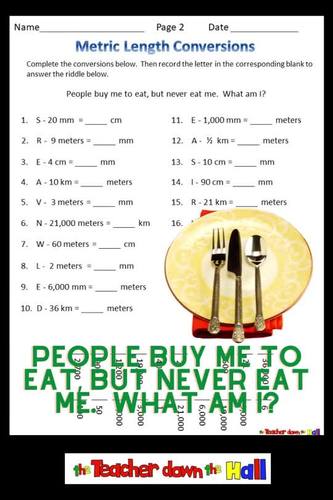 Converting Metric Measurements Worksheets w/ Riddles I Length Mass ...