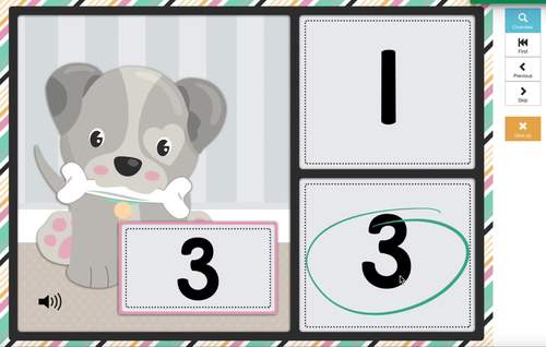 Number Three with Boom Cards™ | Number Recognition | Puppy | Digital