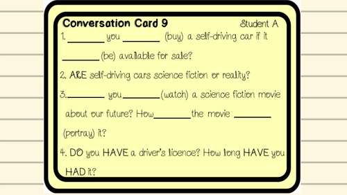 ESL EFL ELL Conversation Cards: Mixed Tenses by Pure Joy Classroom