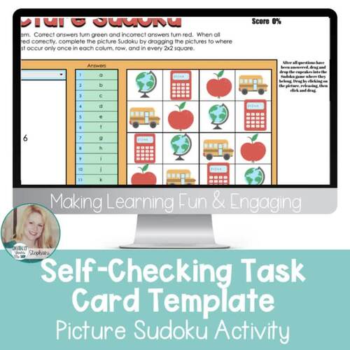 Editable Self-Checking Task Card Template Digital Resource Picture ...
