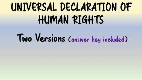 Universal Declaration of Human Rights (United Nations 1948) Primary ...