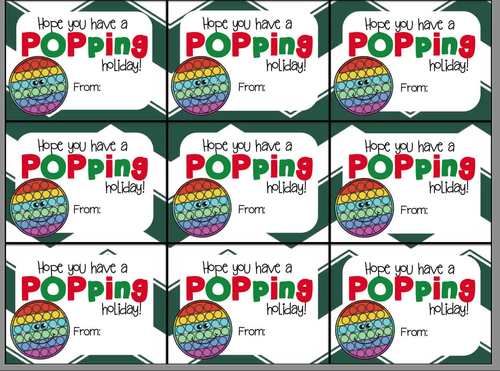 Pop It / Push Pop Fidget Toy Holiday Gift Tag (Hope you have a popping ...