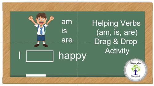 Helping Verbs (am is are) PowerPoint, Google slides, Printable Resource