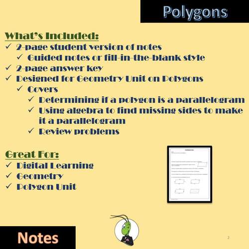 Parallelogram Tests Using Properties Guided Notes for Quadrilaterals in ...
