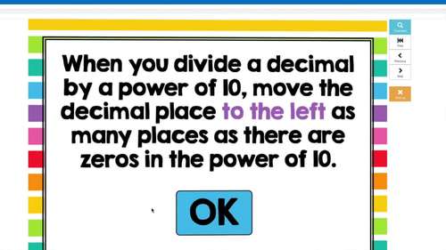 Dividing Decimals by Powers of 10 Boom Cards - Self Correcting | TPT