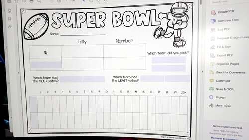 Super Bowl 2025 Activity | Editable Graphing Math and Writing Craft