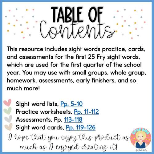 KINDERGARTEN FRY 100 SIGHT WORDS PRACTICE AND POWERPOINTS FOR THE YEAR