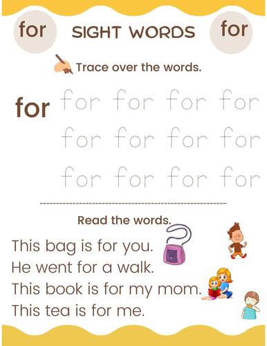 Sight words tracing with simple sentences for reading by keerti R