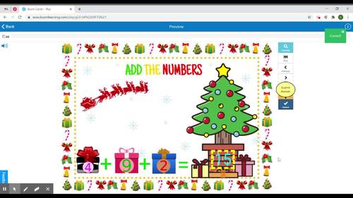 Adding Three Numbers Christmas Math Boom Cards Digital Math Games