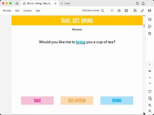 ESL Upper Intermediate Lesson: Learn How to Express: 'Bring, Take & Get ...