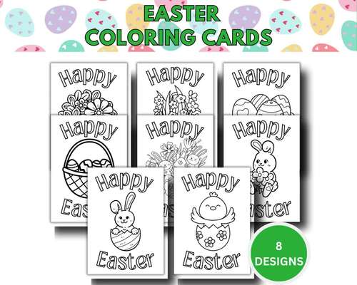 Easter Coloring Card, Kid&#039;s Pre-school Easter activity, Sunday School
