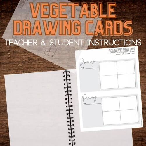 Vegetables Drawing Task Cards & Workbook, High & Middle School Art Drawing