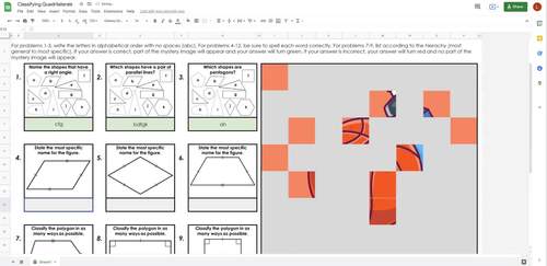 Classifying Polygons and Quadrilaterals Digital Mystery Puzzle Pixel ...