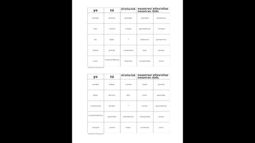 Spanish -ER Verb Conjugation Bingo by Real Life Language | TPT