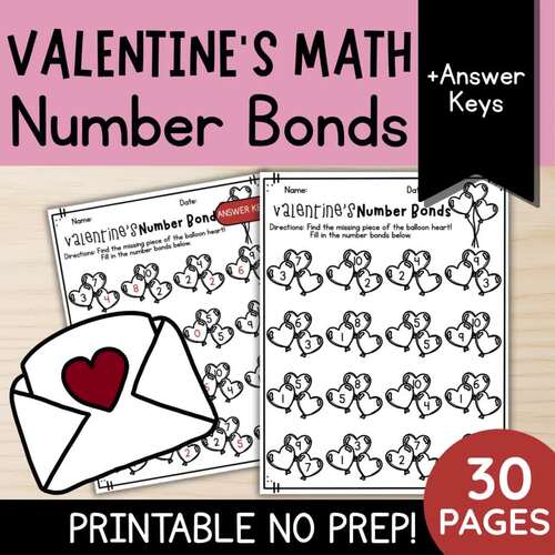 Valentine's Day Number Bonds to 10 | Kindergarten & 1st Grade Math